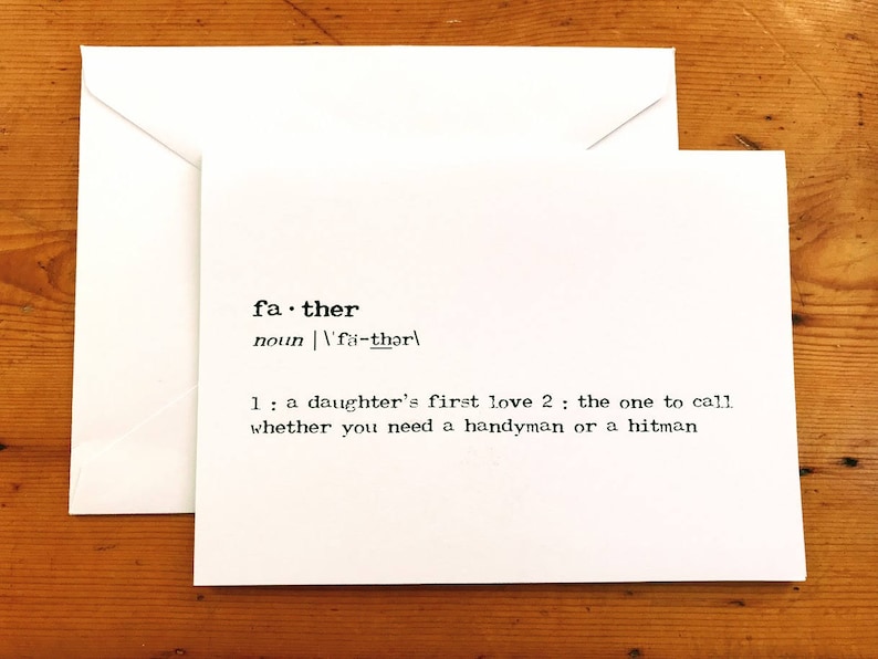 Father Definition Greeting Card in Typewriter Font With | Etsy