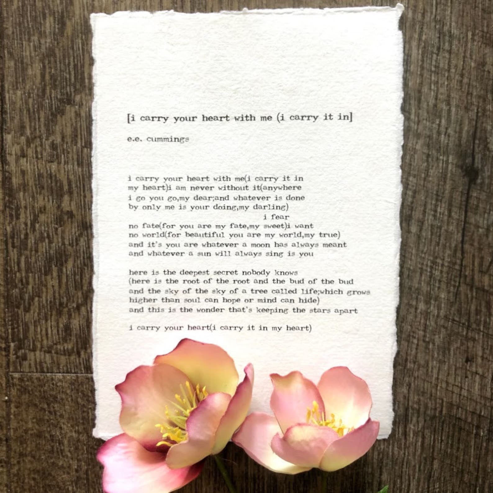 I Carry Your Heart With Me E.e. Cummings Poem in Typewriter Font on ...