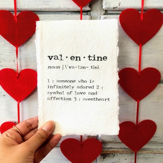 Valentine Definition Print in Typewriter Font on 5x7 or 8x10 | Etsy