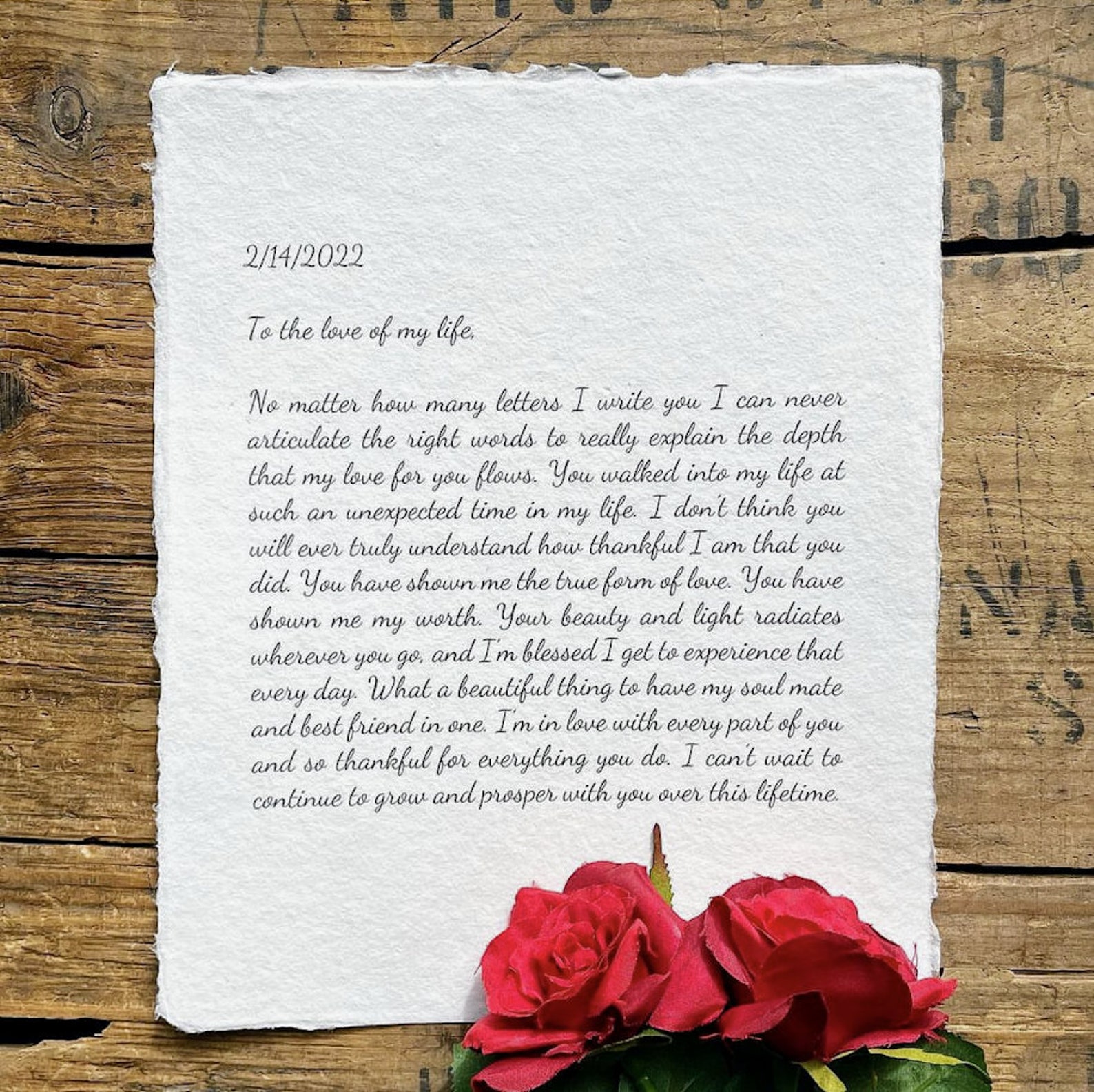 Custom Love Letter Print on Handmade Paper in 5x7 8x10 - Etsy