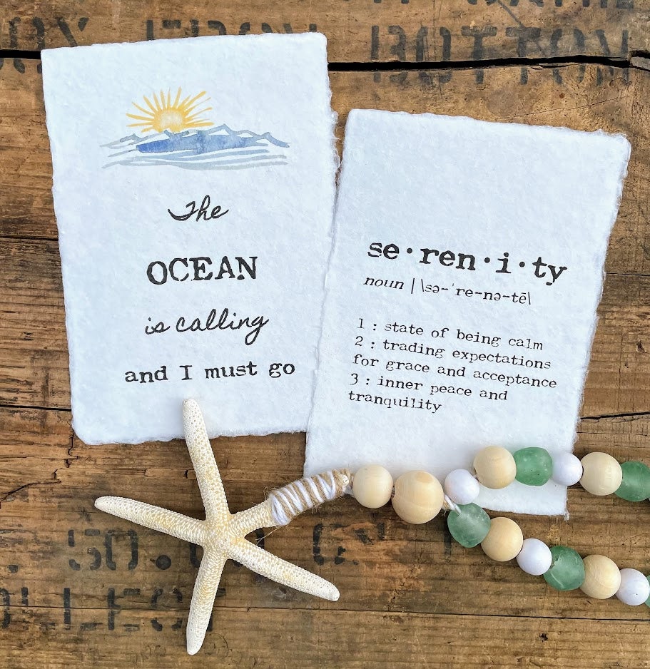 The Ocean is Calling Quote Print With Sun and Ocean Waves Art on 5x7 ...