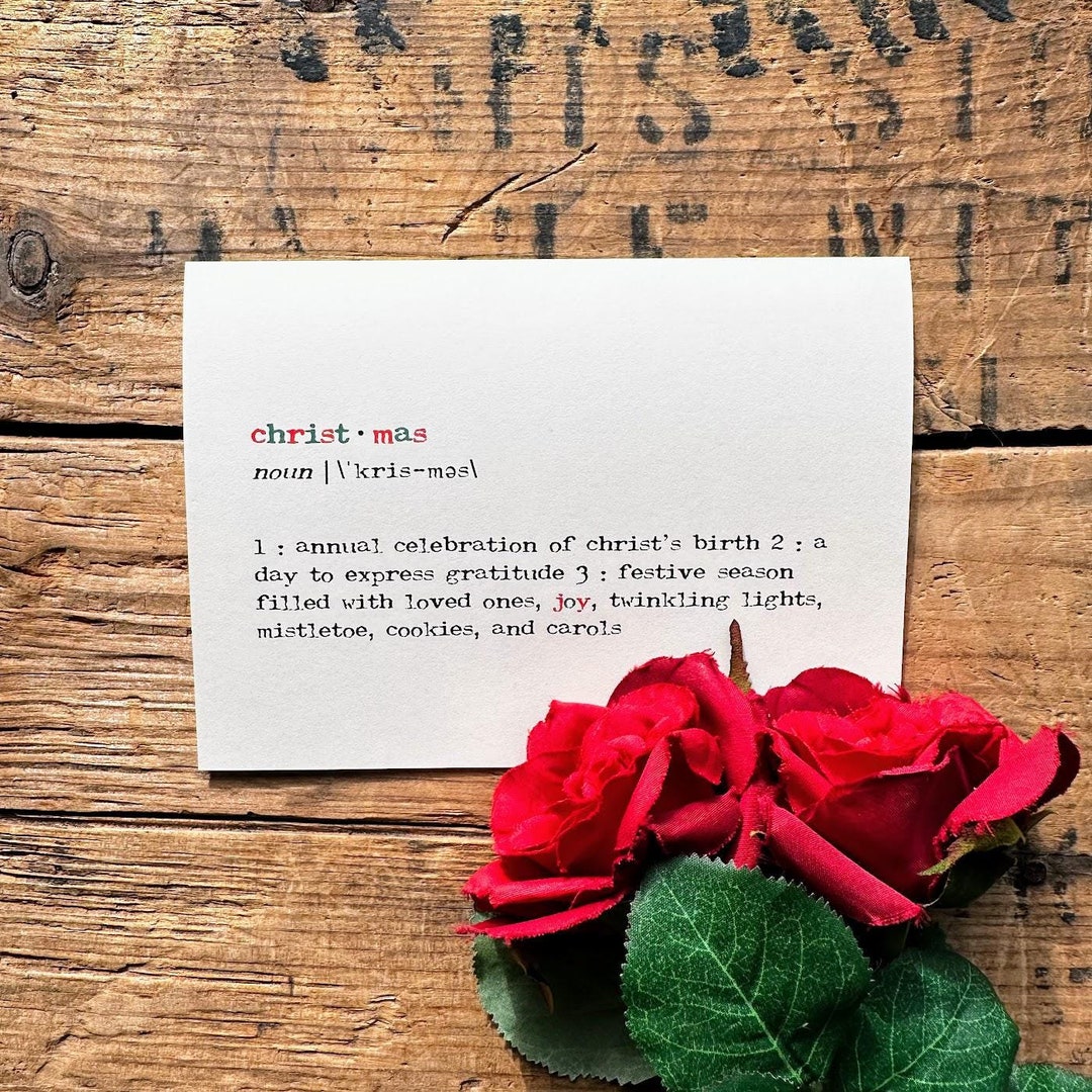 Christmas Definition Greeting Card in Typewriter Font With Envelope and ...