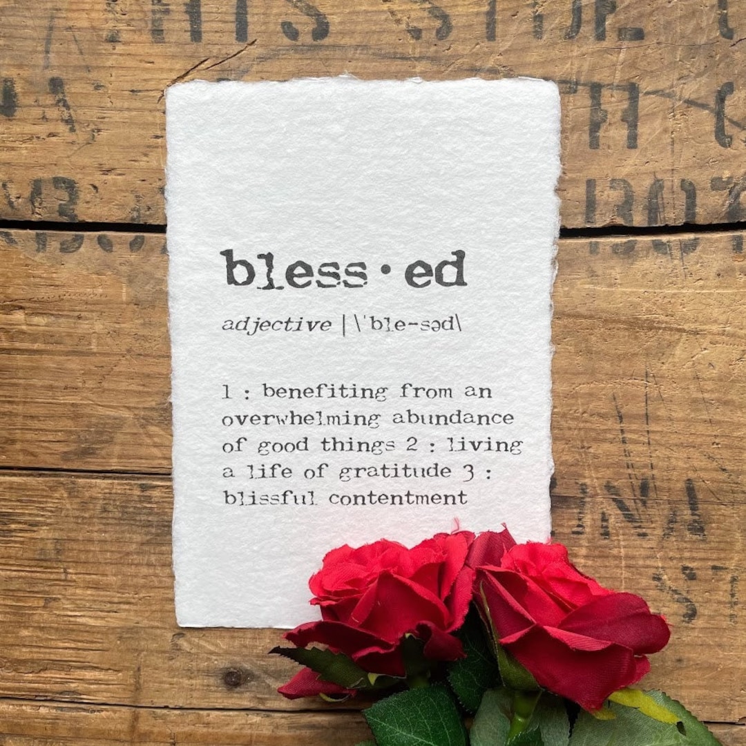 Blessed Definition Print in Typewriter Font on 5x7, 8x10, 11x14 Handmade Paper, Home Decor ...