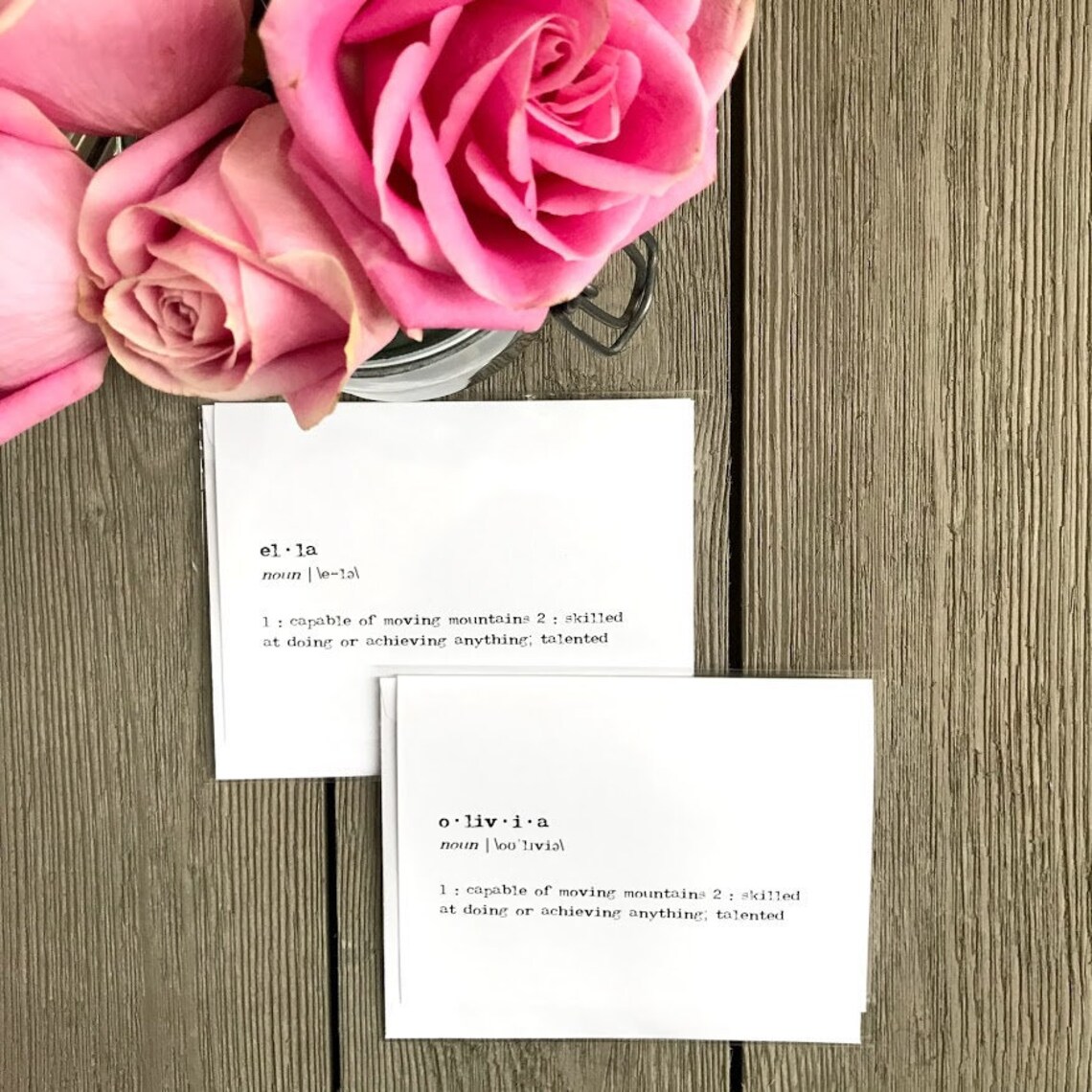 Custom Name Definition Greeting Card in Typewriter Font With Envelope ...