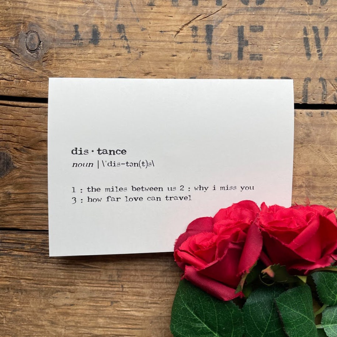 Distance Definition Greeting Card in Typewriter Font With Envelope and ...