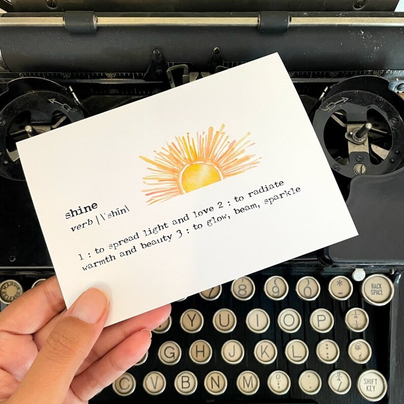 Shine Definition Greeting Card in Typewriter Font With Original ...