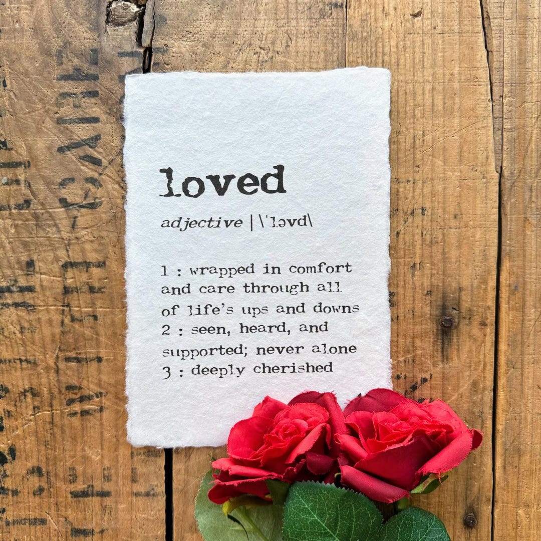 Loved Definition Print in Typewriter Font on 5x7, 8x10, 11x14 Handmade ...