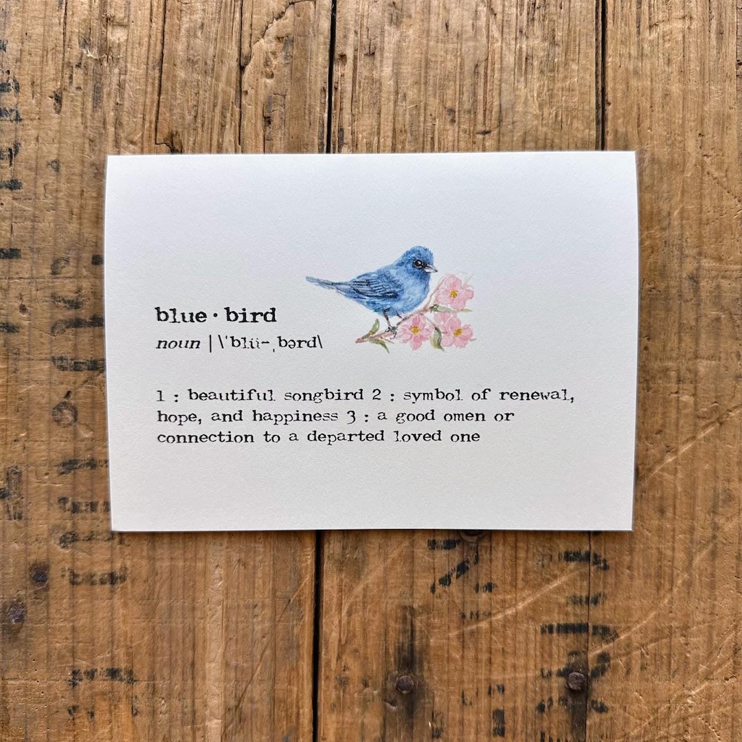 Bluebird Definition Greeting Card With Original Watercolor, 4" X 5.5 ...