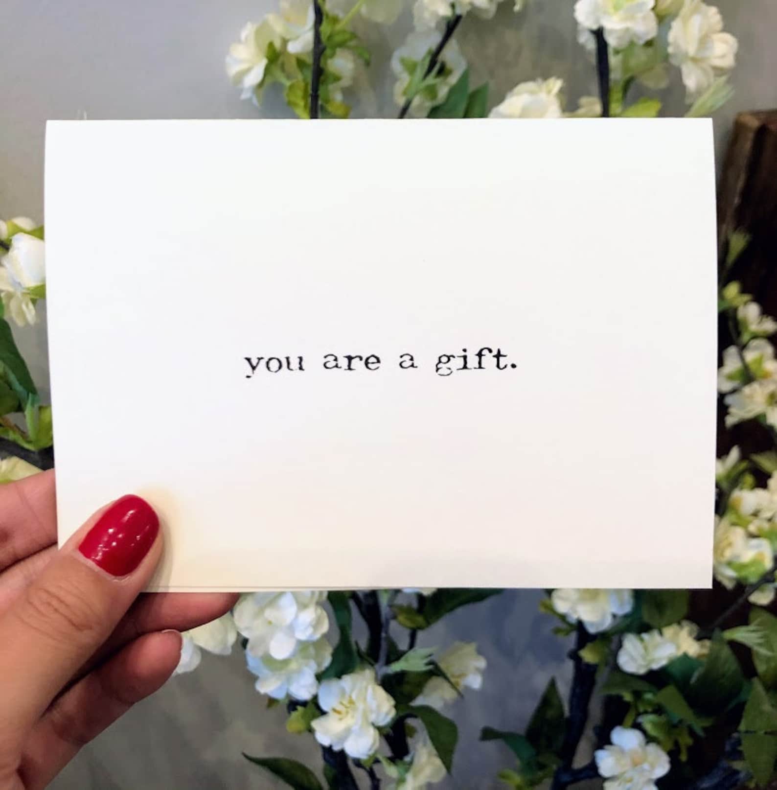 You Are a Gift Compliment Greeting Card in Typewriter Font With ...
