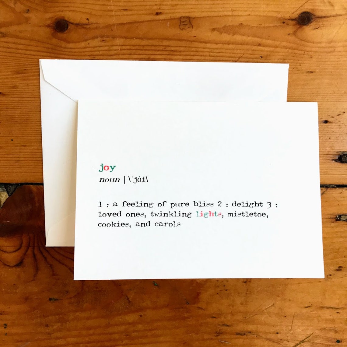 5 Joy or Christmas Definition Greeting Card Stationery Bundles in ...