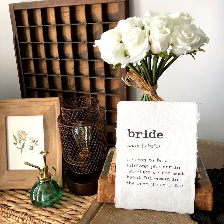 Bride Definition Print in Typewriter Font on 5x7, 8x10, 11x14 Handmade ...