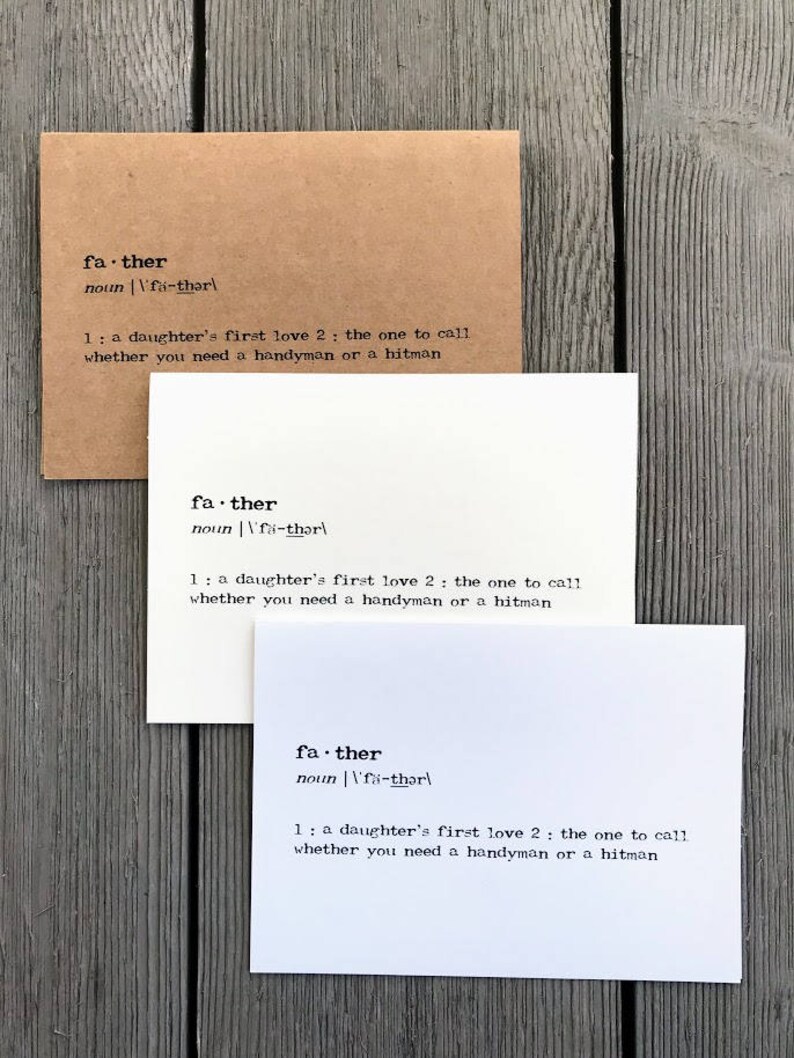 Father Definition Greeting Card in Typewriter Font With | Etsy
