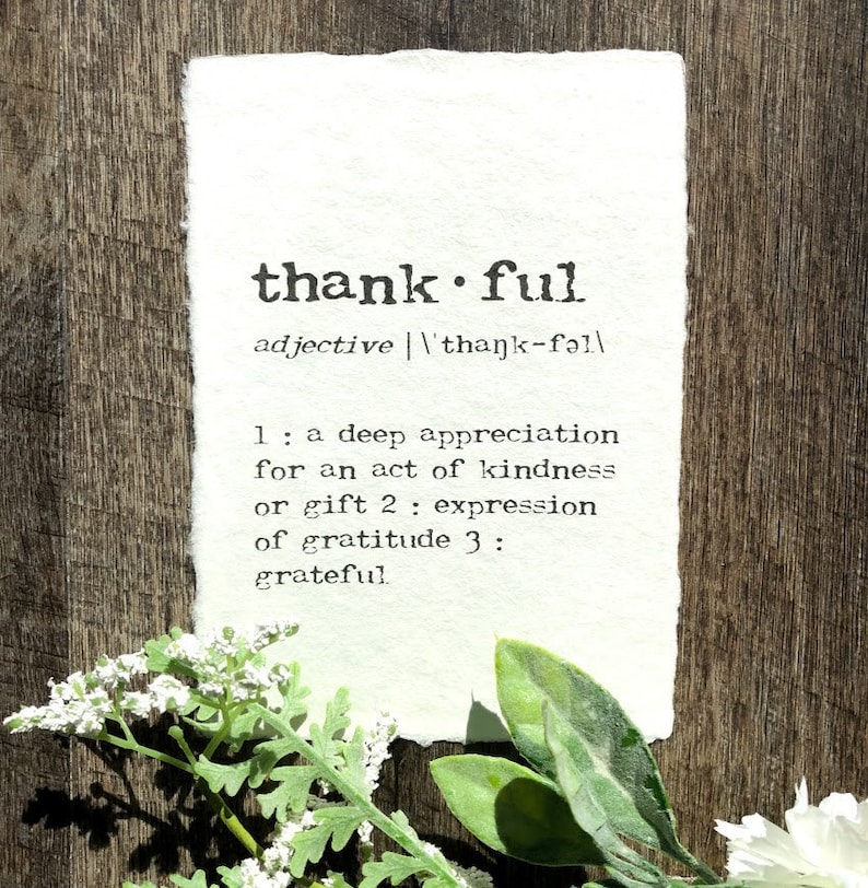 Thankful Definition Print in Typewriter Font on 5x7 or 8x10 | Etsy