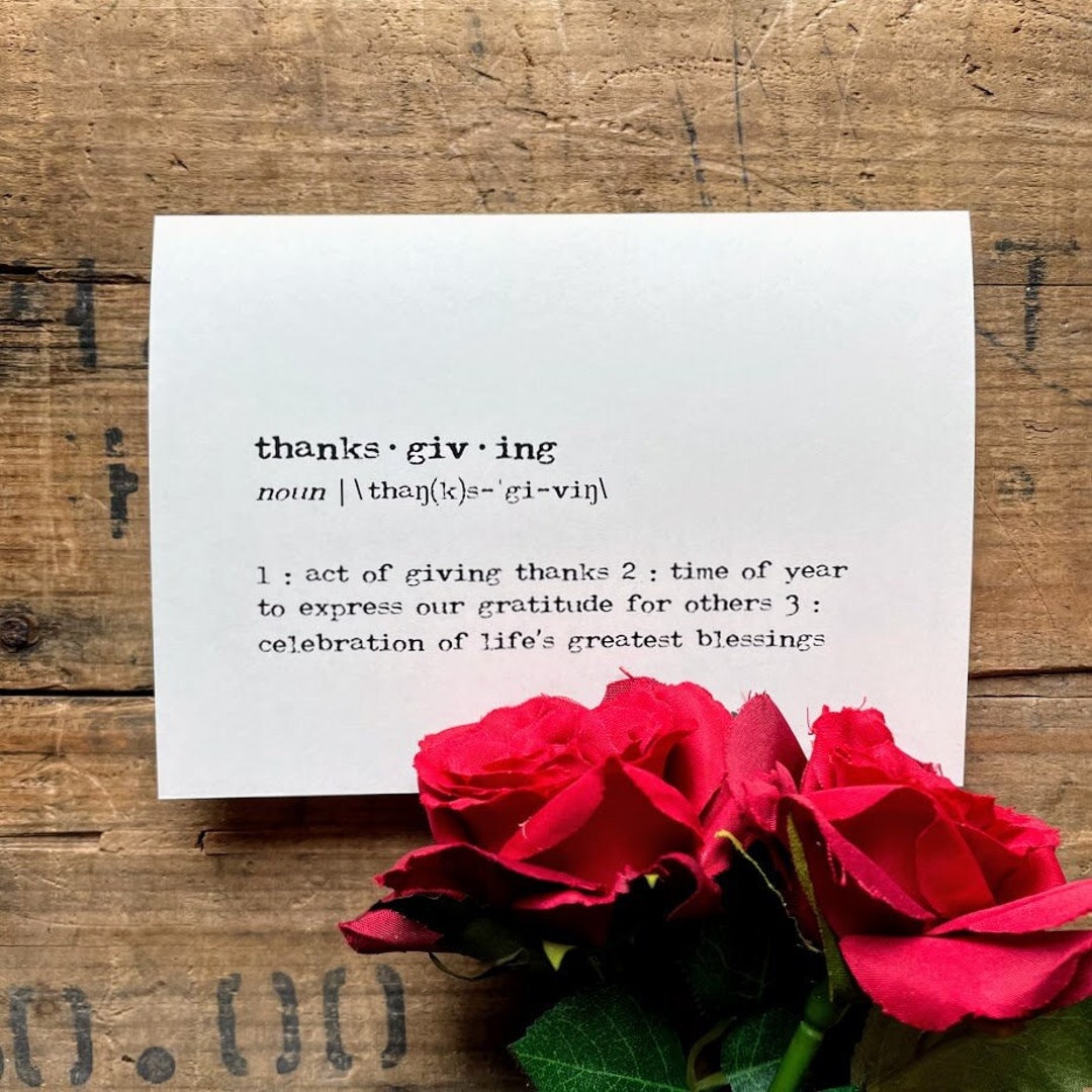 Thanksgiving Definition Greeting Card in Typewriter Font With Envelope ...