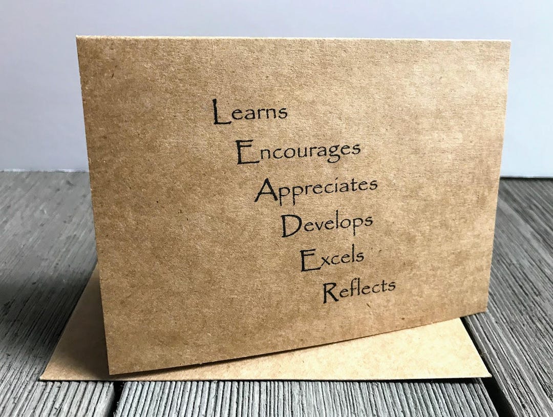 Leader Acronym Greeting Card With Envelope and Rose Sticker, Size 4x5.5 ...