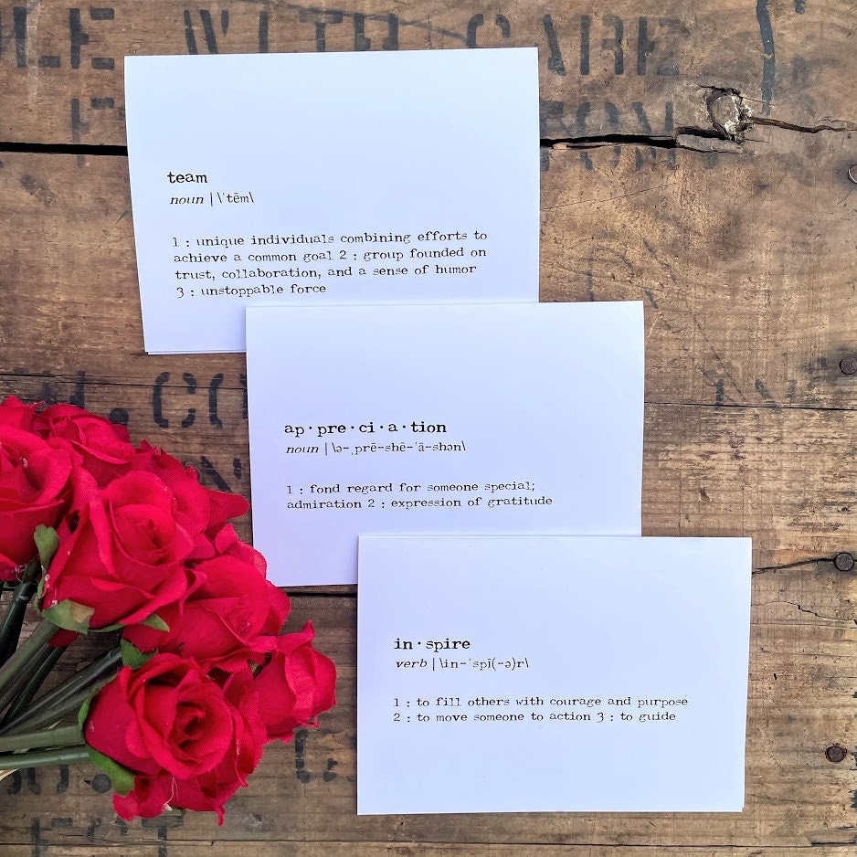 Appreciation definition greeting card in typewriter font with | Etsy