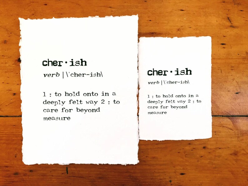 Cherish Definition Print in Typewriter Font on 5x7 or 8x10 - Etsy Canada