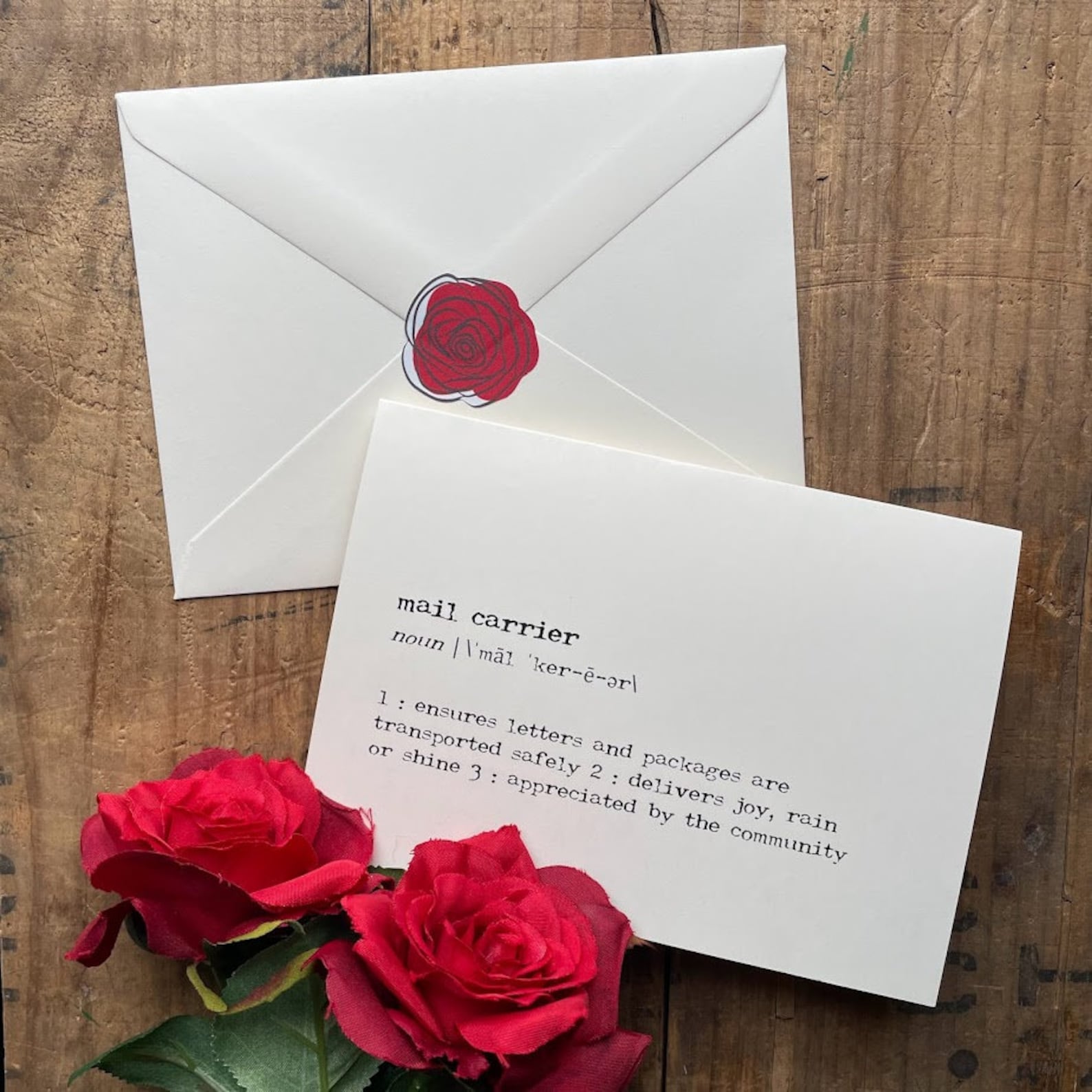 Mail Carrier Definition Greeting Card in Typewriter Font With Envelope ...