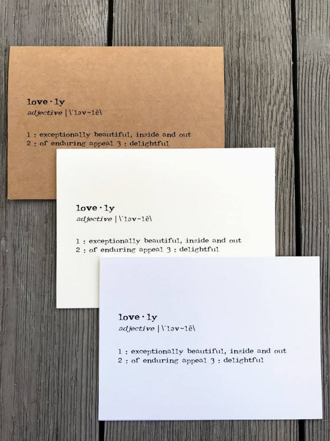 Lovely Definition Greeting Card in Typewriter Font With - Etsy