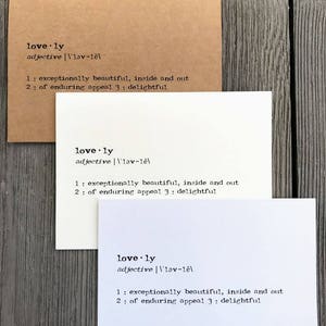Lovely Definition Greeting Card in Typewriter Font With Envelope and ...
