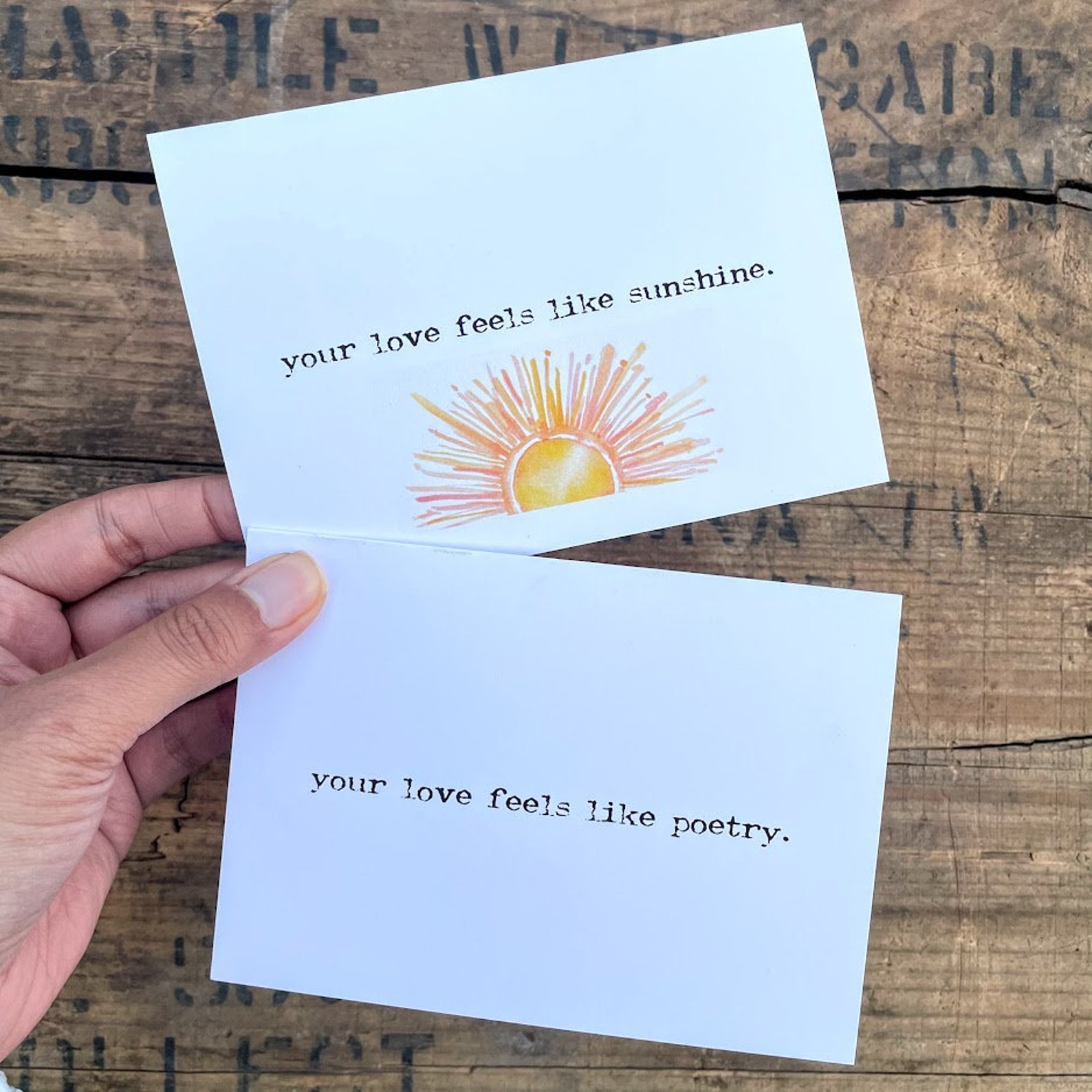 Your Love Feels Like Sunshine Compliment Card in Typewriter Font With ...