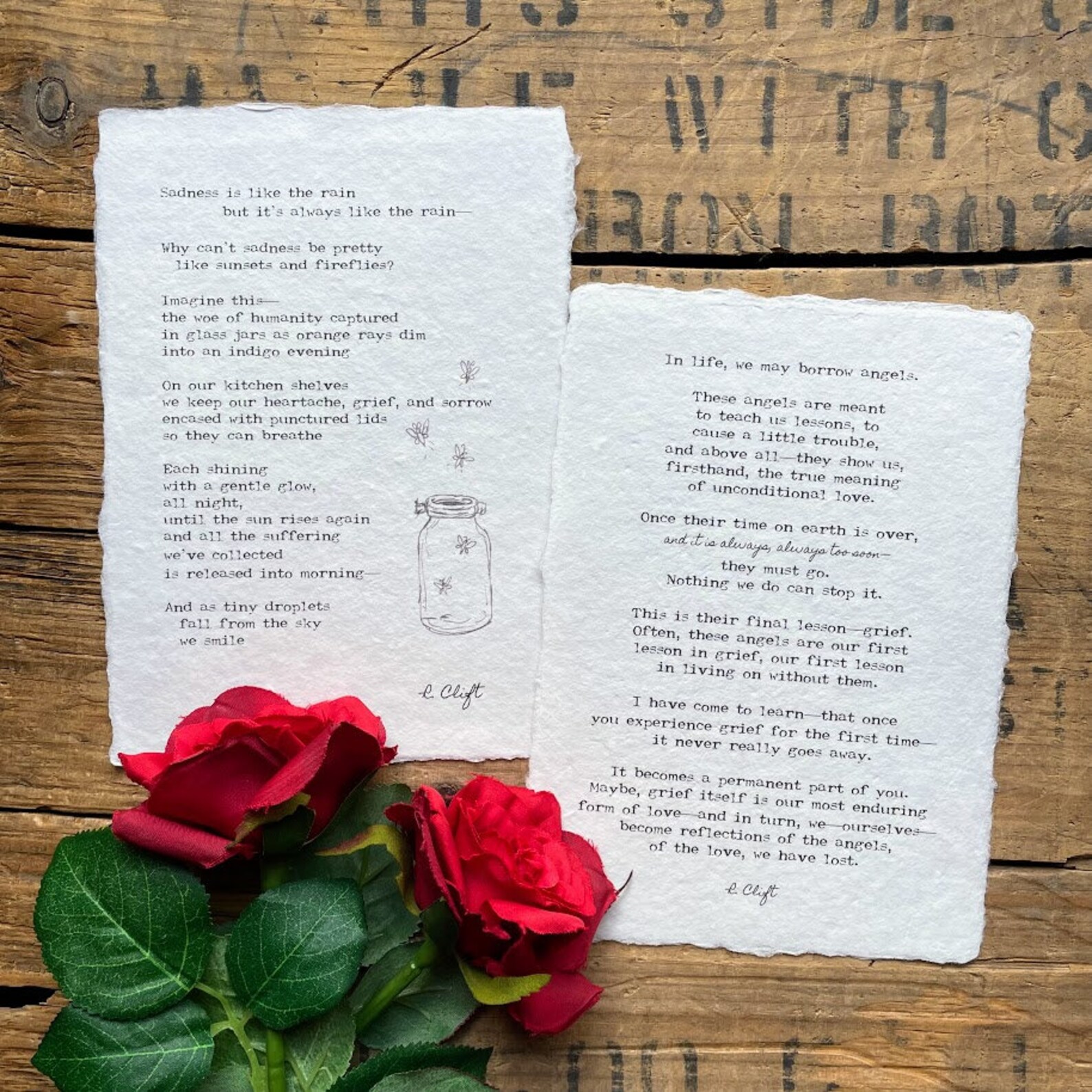 Sadness and Fireflies Poem by R. Clift in Typewriter Font on - Etsy