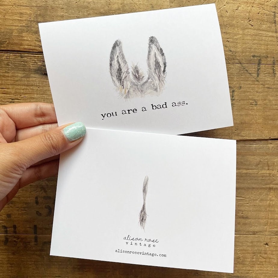 You are a bad ass compliment greeting card in typewriter font | Etsy