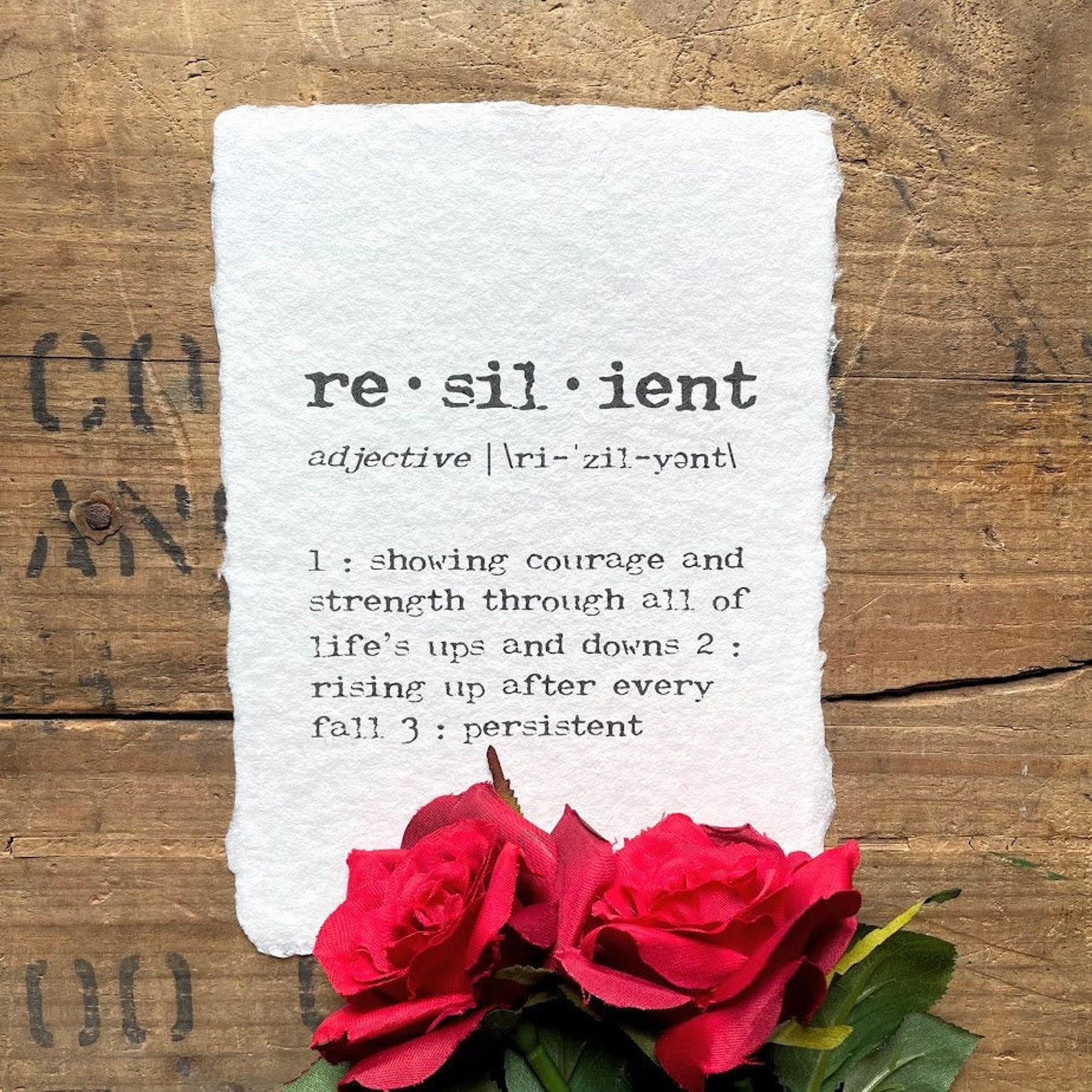 Resilient Definition Print in Typewriter Font on 5x7, 8x10, 11x14 ...