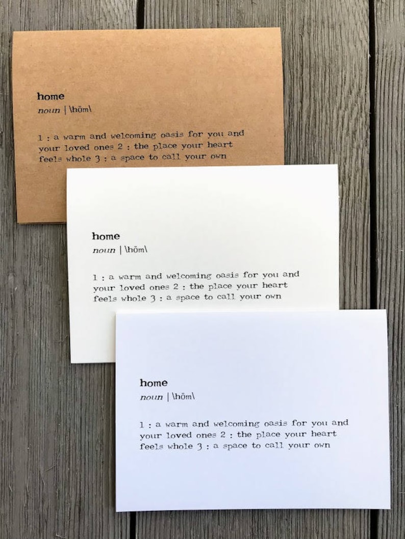 Home Definition Greeting Card in Typewriter Font With Envelope - Etsy