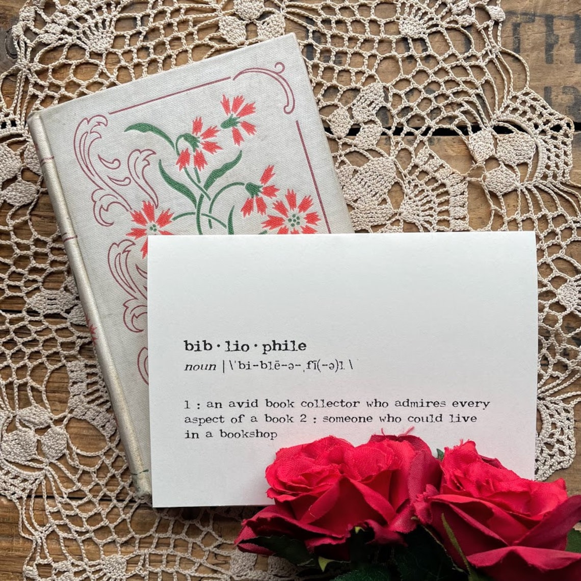 Bibliophile Definition Greeting Card in Typewriter Font With Envelope ...