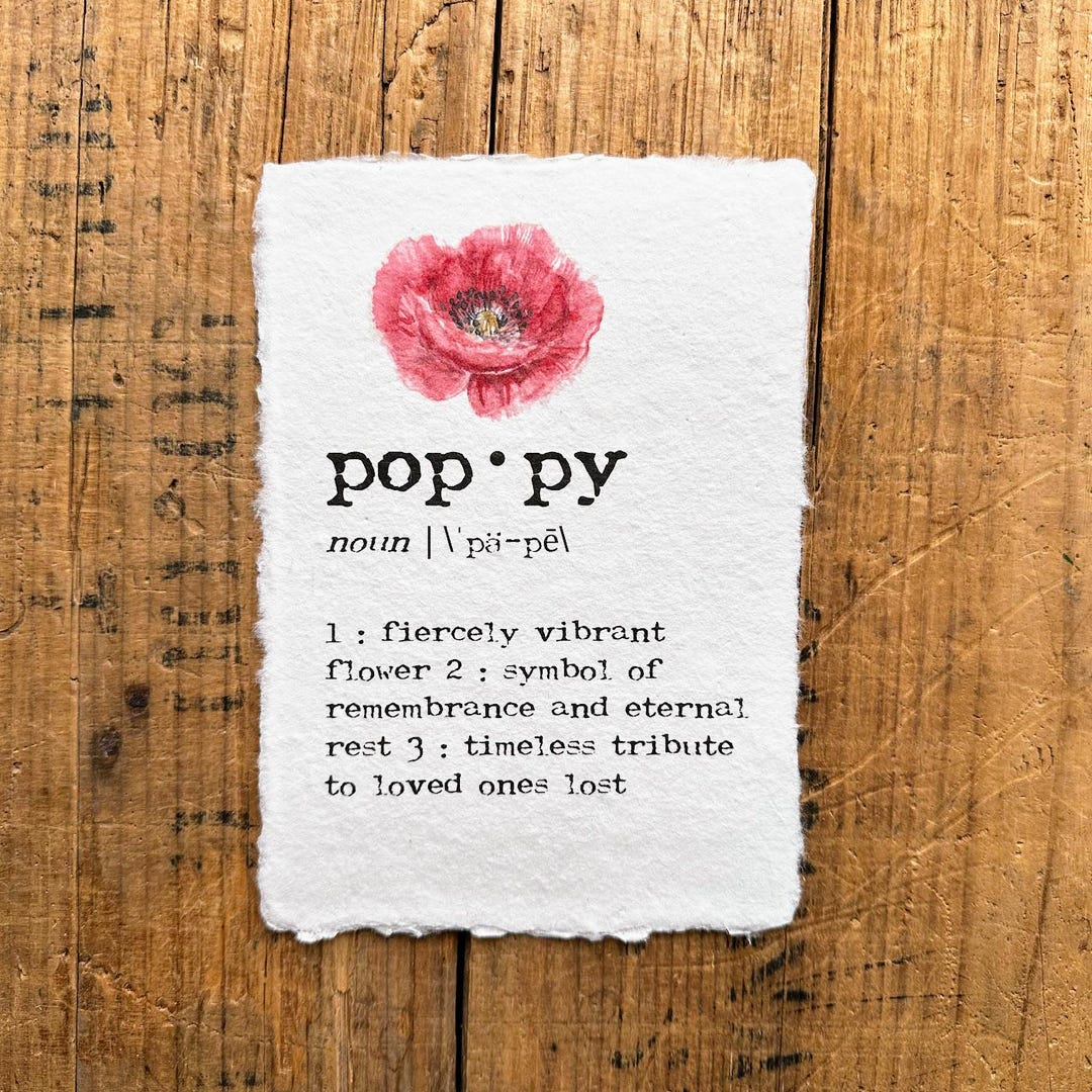 Poppy Definition Print in Typewriter Font on Handmade Paper With Poppy ...