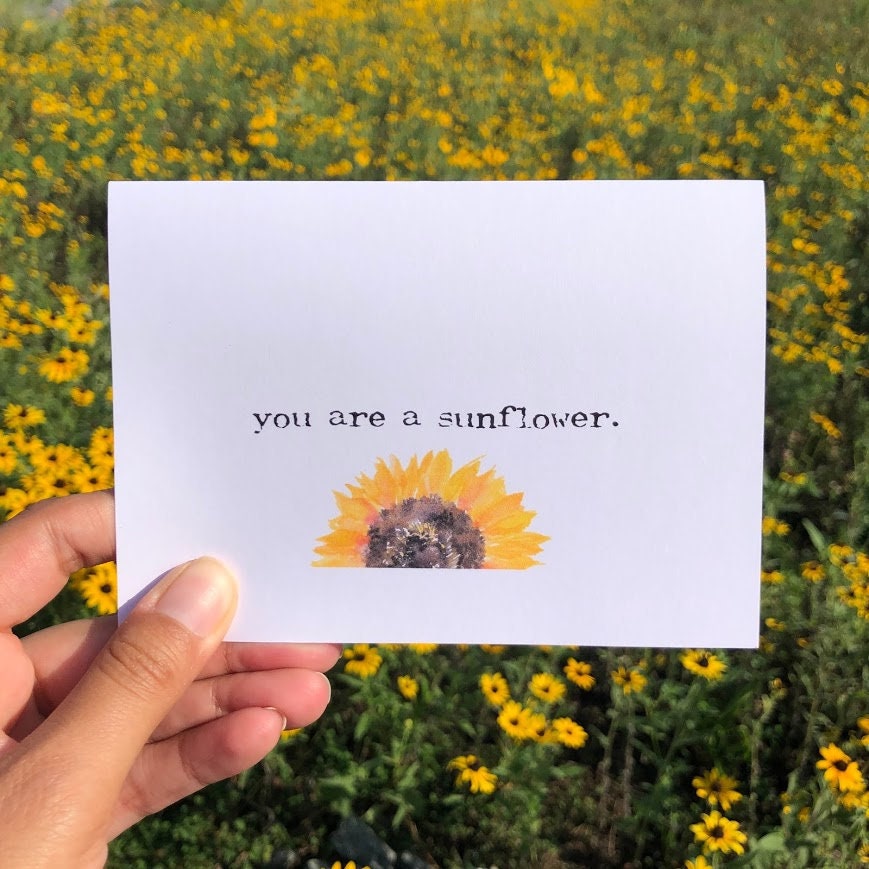 You are a sunflower compliment greeting card in typewriter | Etsy