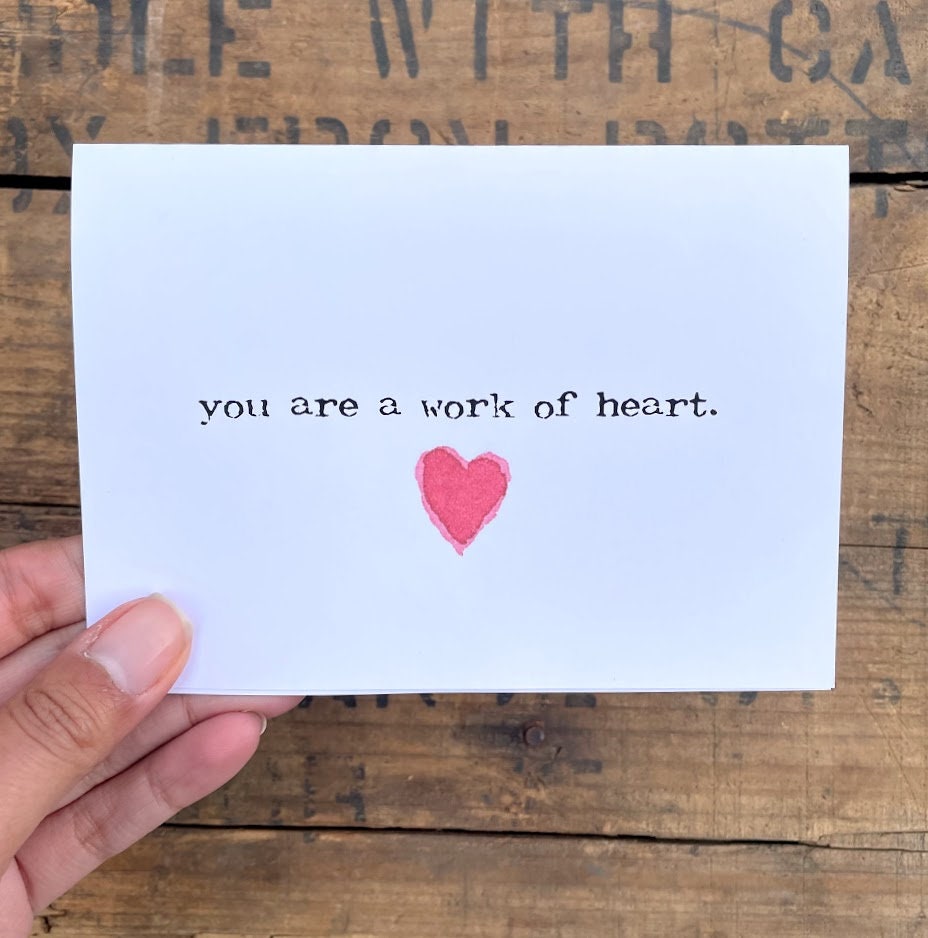 You Are a Work of Heart Compliment Greeting Card in Typewriter Font ...