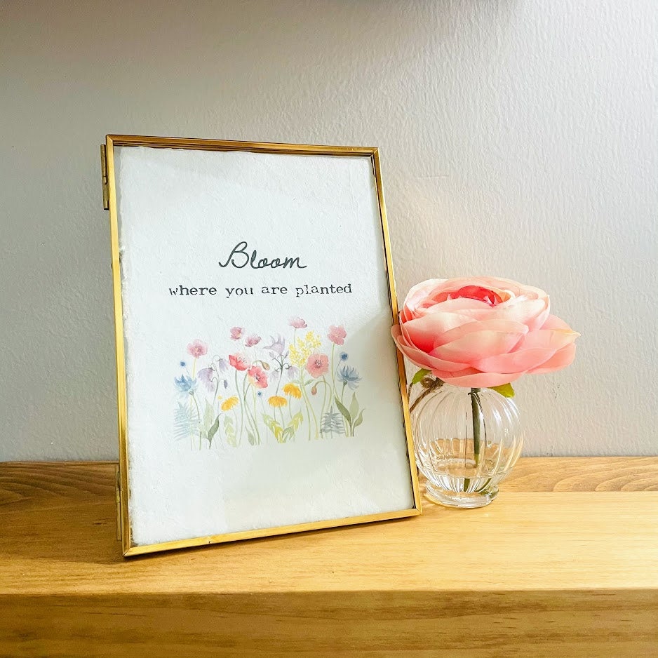 5x7 pressed glass frame add on for 5x7 print in gold rose | Etsy