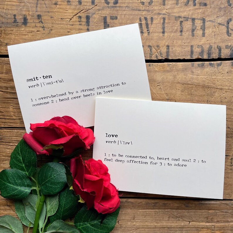 Smitten Definition Greeting Card in Typewriter Font With - Etsy