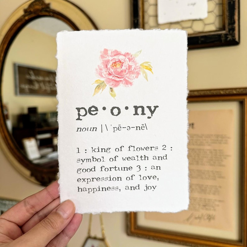 Peony Definition Print in Typewriter Font on 5x7, 8x10, 11x14 Handmade ...