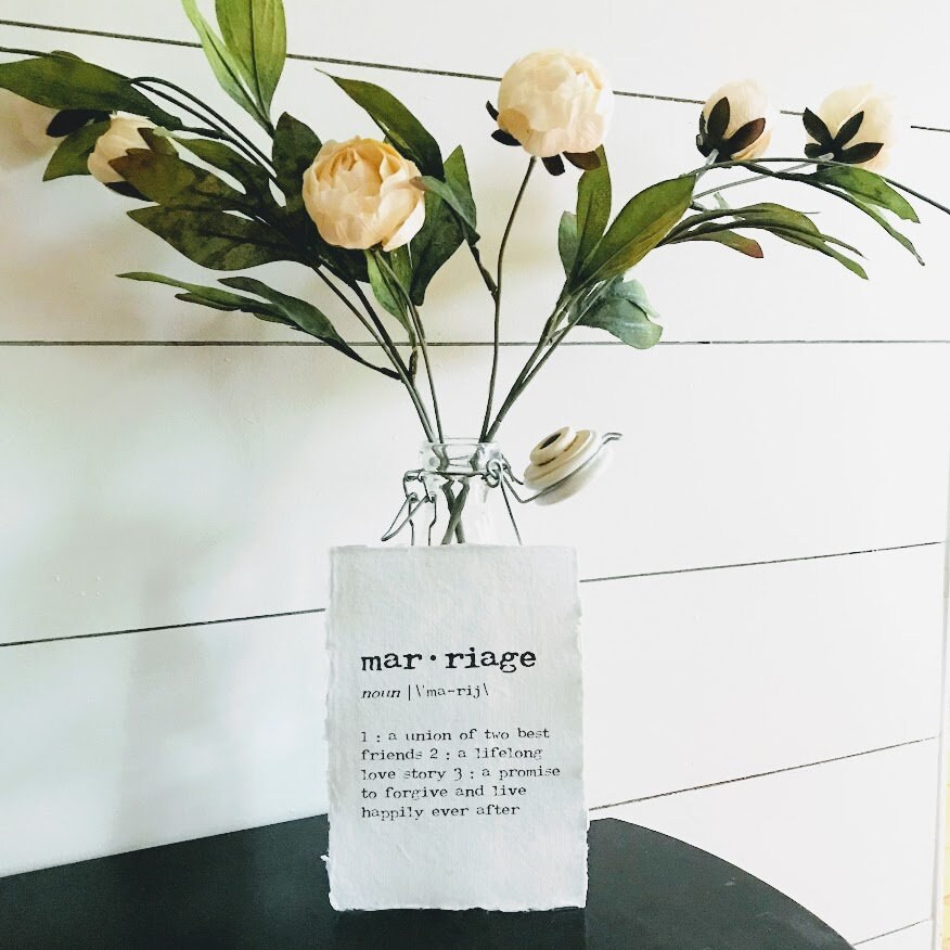 Marriage definition print in typewriter font on 5x7 or 8x10 | Etsy