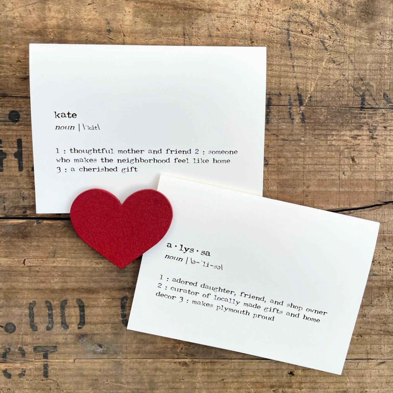 Custom Name Definition Greeting Card in Typewriter Font With Envelope ...