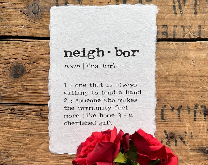 Neighbor Definition Print in Typewriter Font on 5x7, 8x10, 11x14 ...