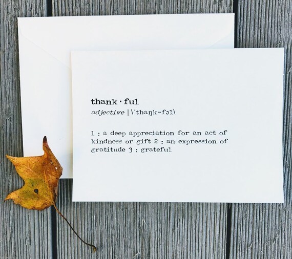 Thankful Definition Greeting Card in Typewriter Font With - Etsy