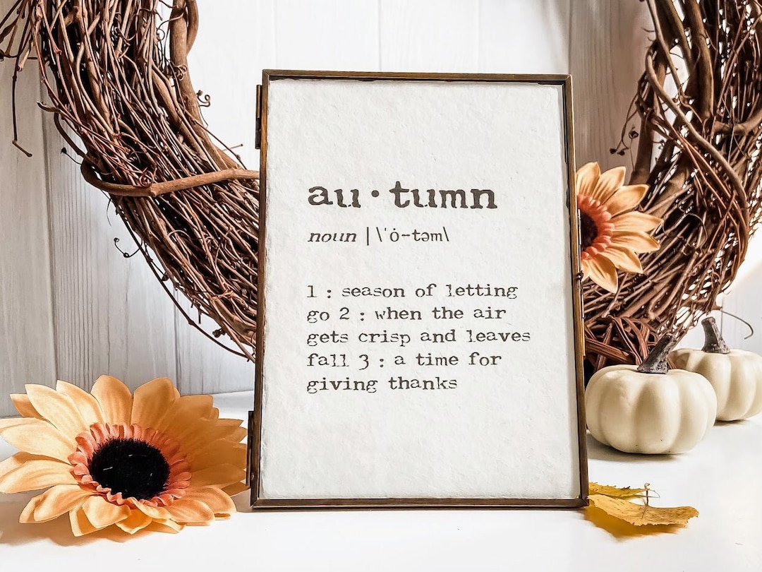 Autumn Definition Print in Typewriter Font on 5x7, 8x10, 11x14 Handmade ...
