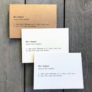 Distance Definition Greeting Card in Typewriter Font With Envelope and ...