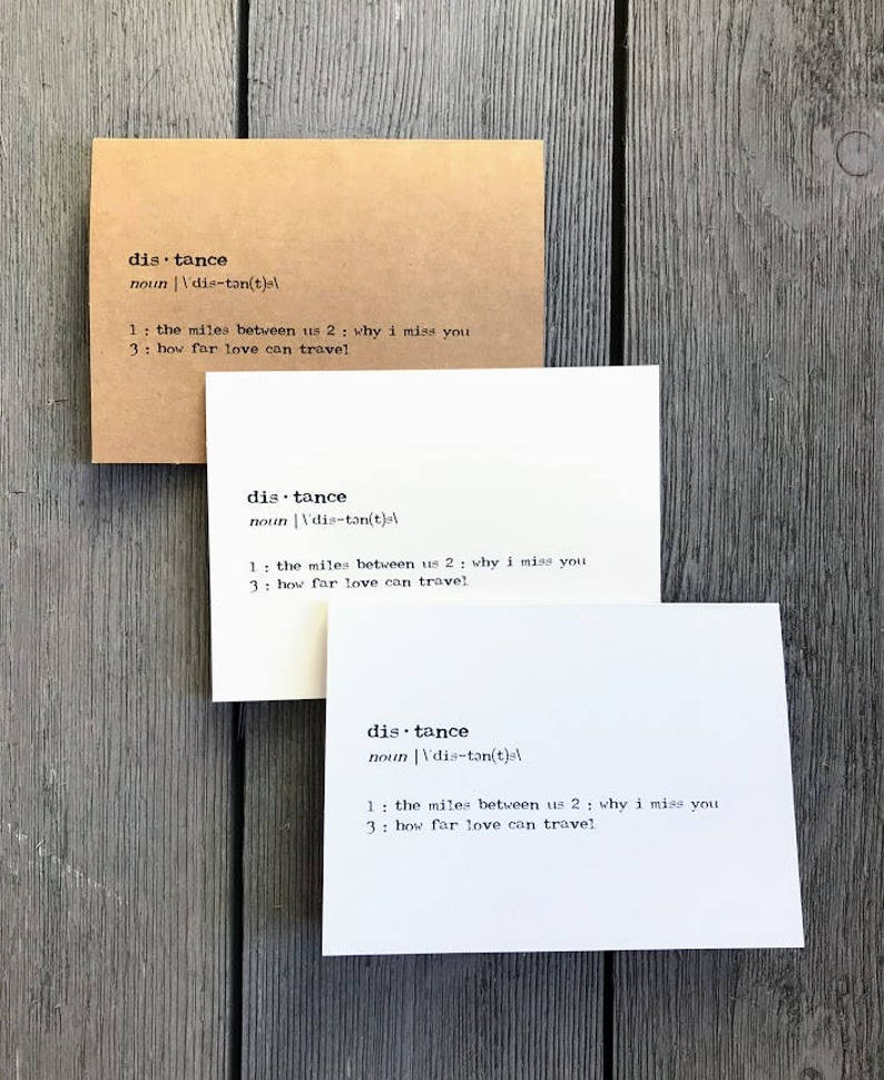 Distance Definition Greeting Card in Typewriter Font With - Etsy