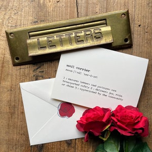 Mail Carrier Definition Greeting Card in Typewriter Font With Envelope ...