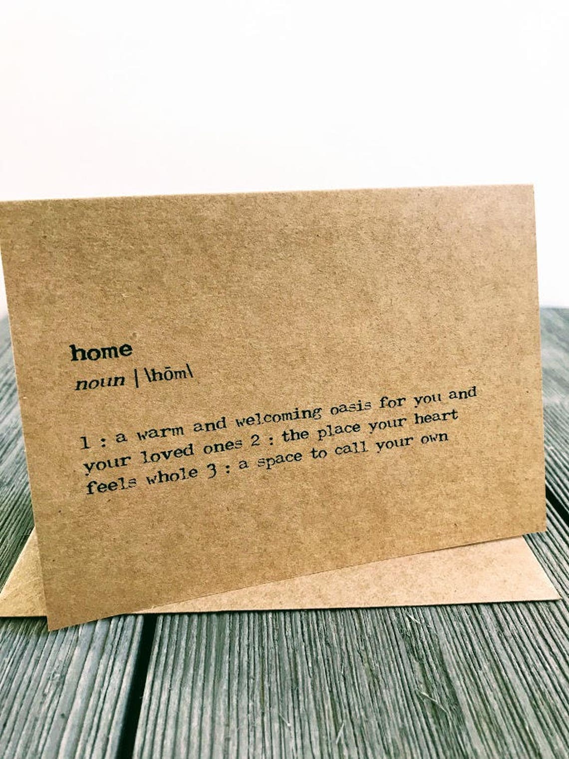 Home Definition Greeting Card in Typewriter Font With Envelope - Etsy