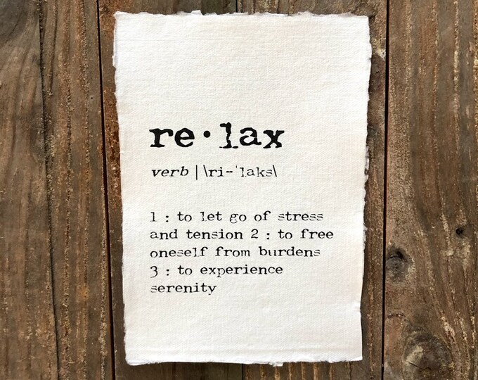 Relax Definition Print in Typewriter Font on 5x7 or 8x10 | Etsy