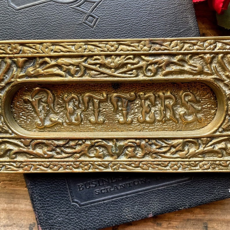 Antique or Vintage Brass "letters" Door Mail Slot Gothic Sign, Gold ...