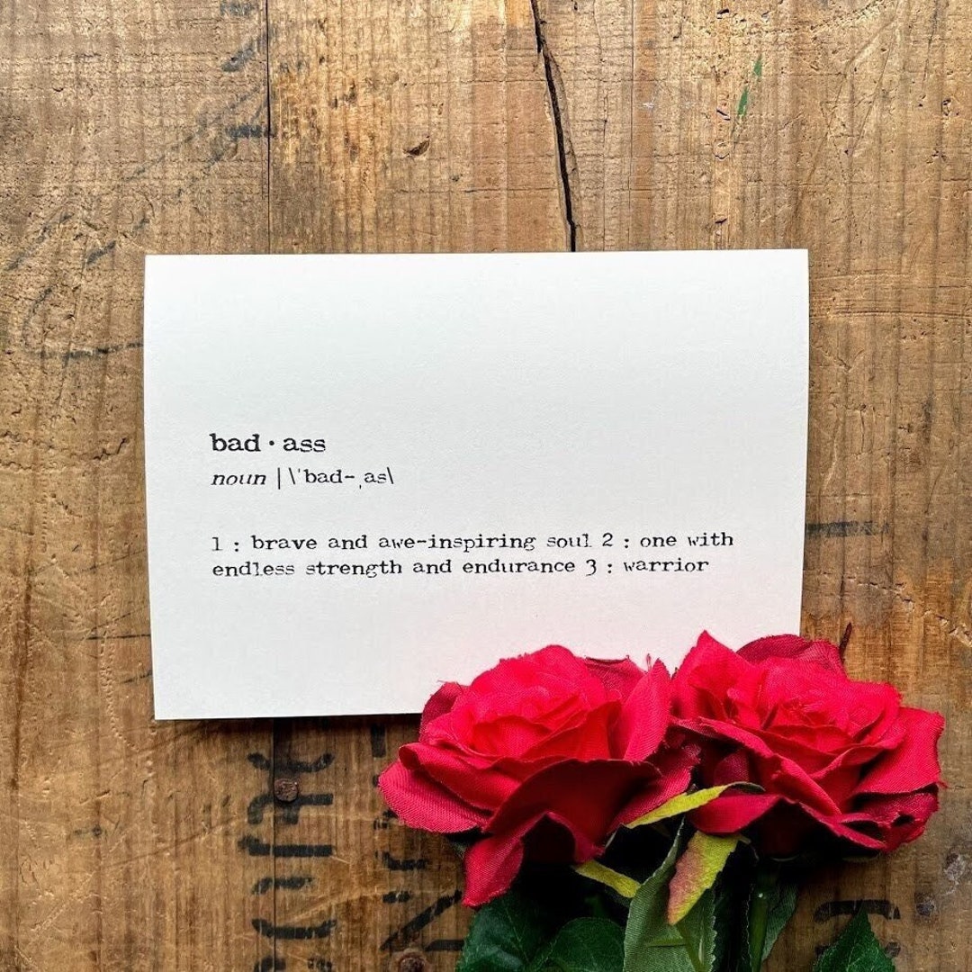 Badass Definition Greeting Card in Typewriter Font With Envelope and ...