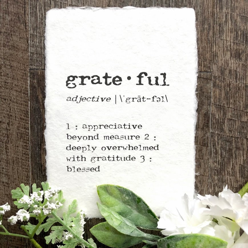 Grateful Definition Print in Typewriter Font on 5x7 or 8x10 | Etsy