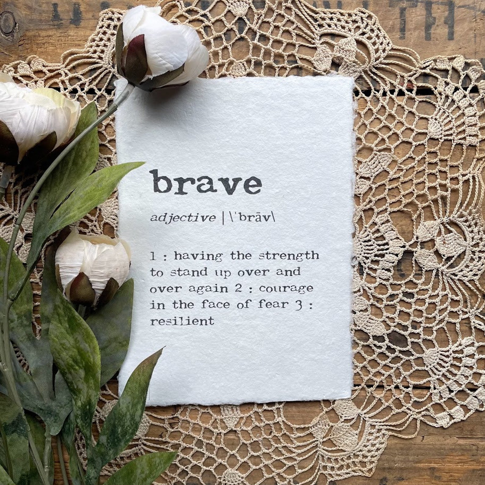 Brave Definition Print in Typewriter Font on 5x7 8x10 11x14 - Etsy